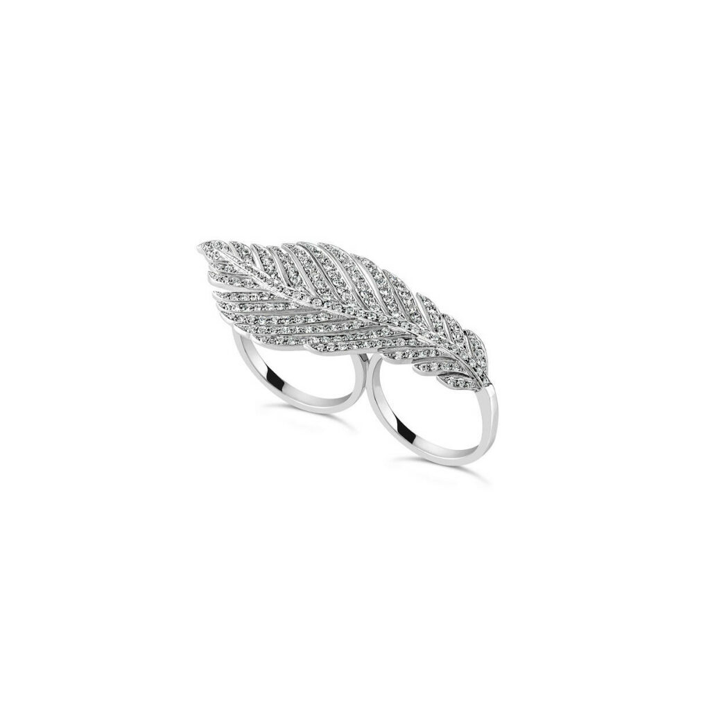 Diamond Double Finger Feather Ring - Noble Fine Jewellery